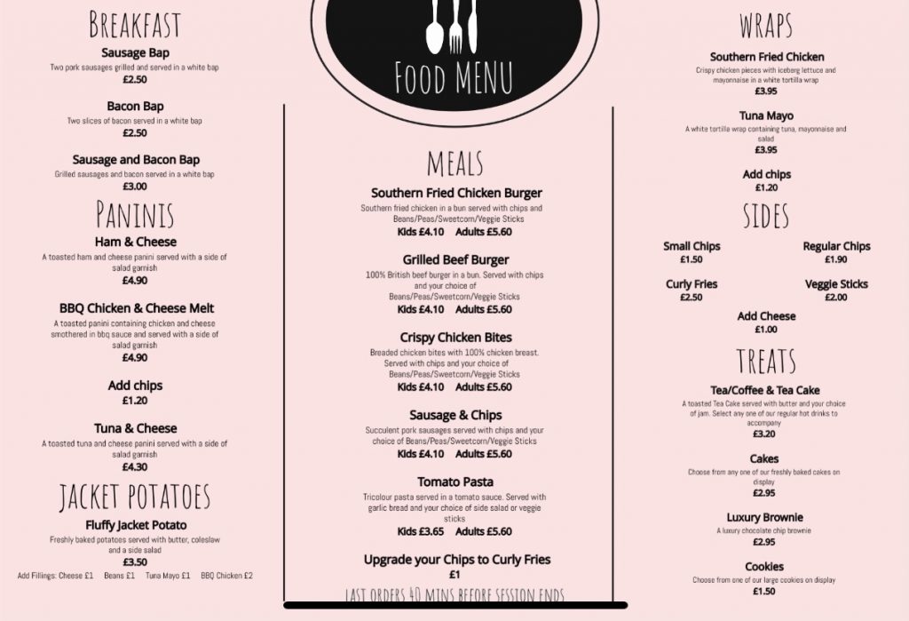 Menus | Drake's Den